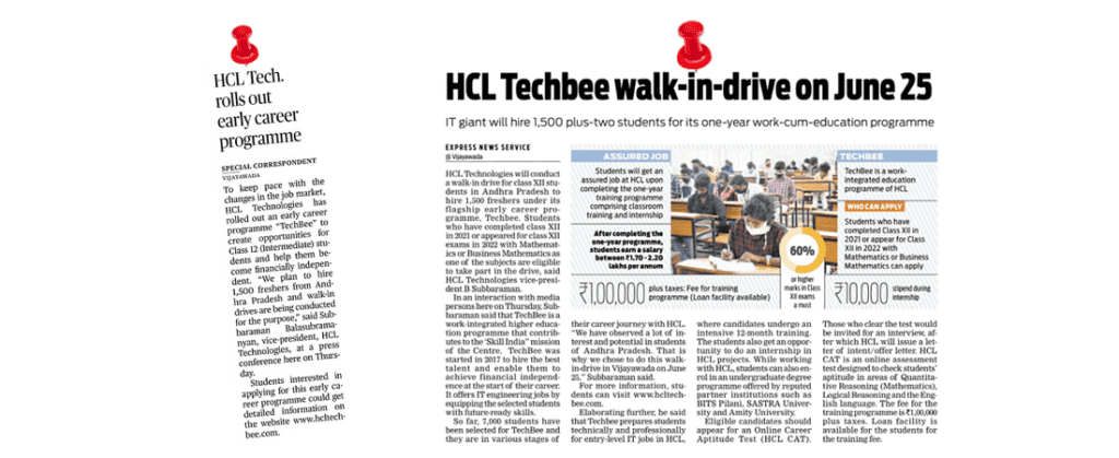 HCL Technologies conducts multi-city walk-in drives for Class 12 ...