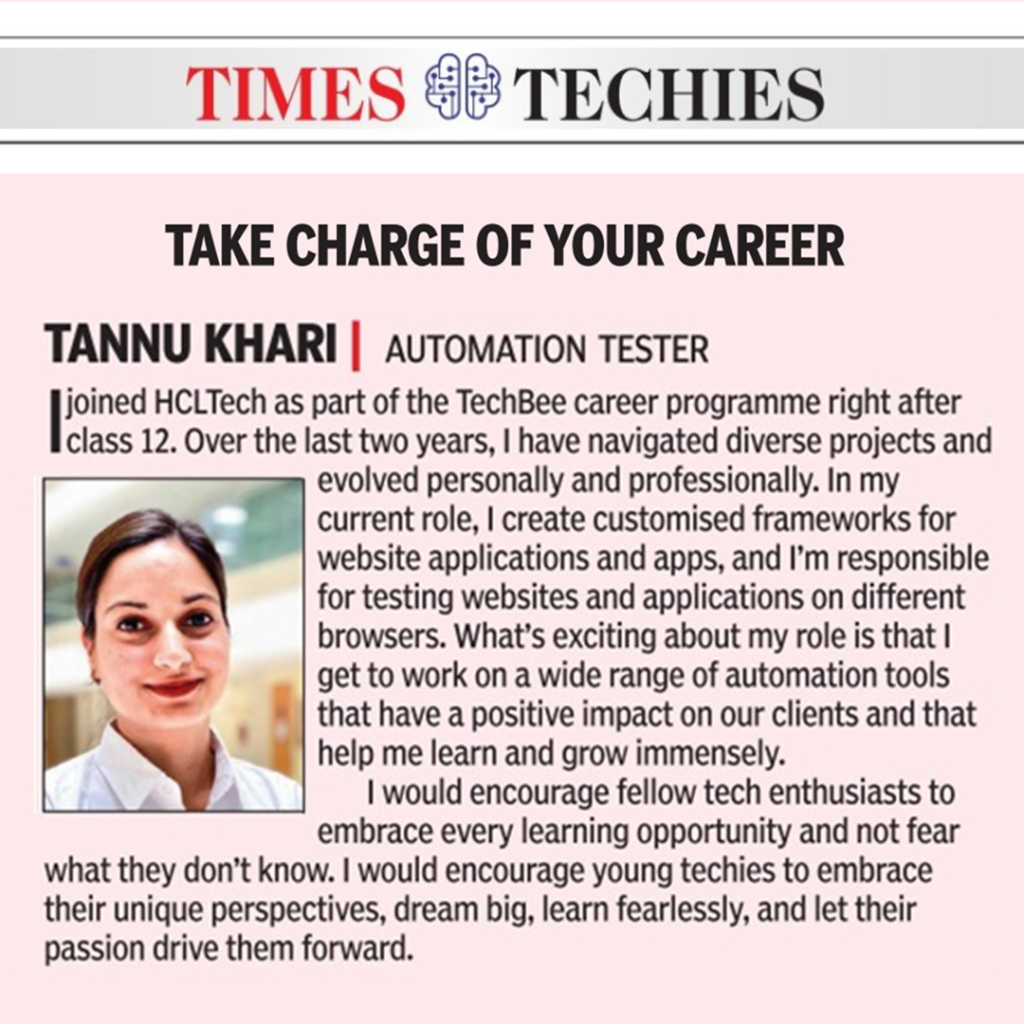 Take Charge of your Careers - HCL TechBee Career Program